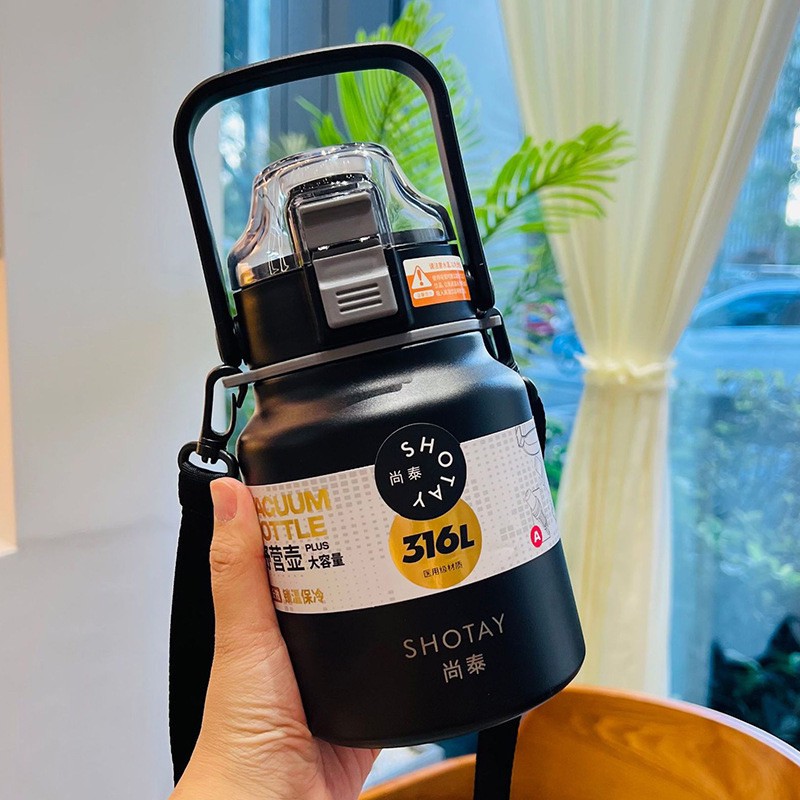 SHOTAY กระติกนํ้าพกพาสำหรับเด็ก มีสายสะพาย กระติกนํ้าพกพา ขนาด1000ml ...