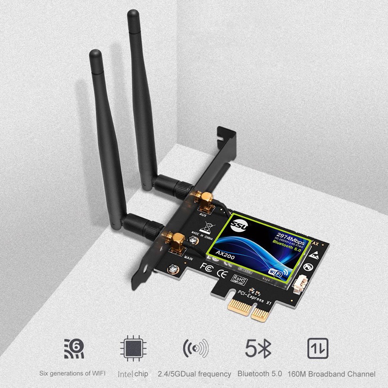 Dual Band PCI Express WiFi Card Gigabit for Intel AX200 2.4G/5Ghz 802 ...