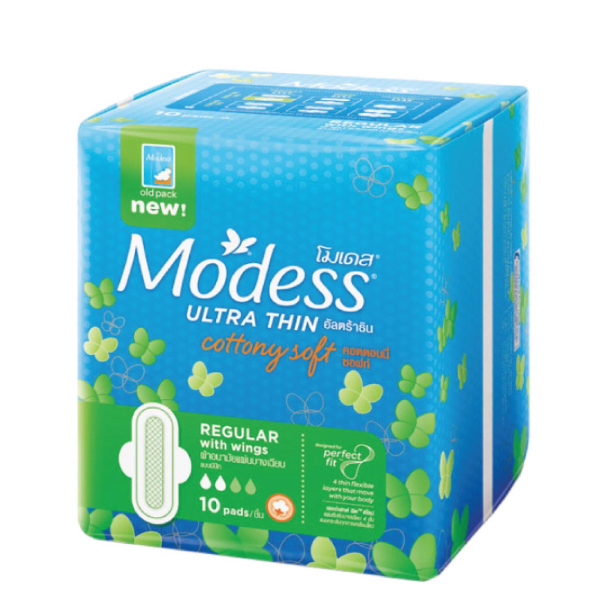 แพ็ค 4 โมเดส ผ้าอนามัย อัลตร้าธิน คอตตอนนี่ ซอฟท์ 10 ชิ้น x 4 Modess ...