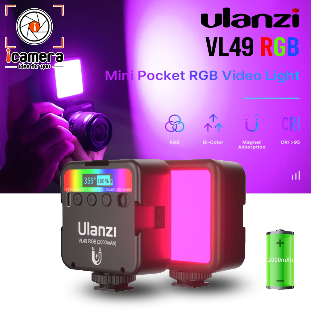Ulanzi LED VL49 RGB 2500-9000K CRI>95 2000 mAh - ไฟ LED Video Light ไฟ ...