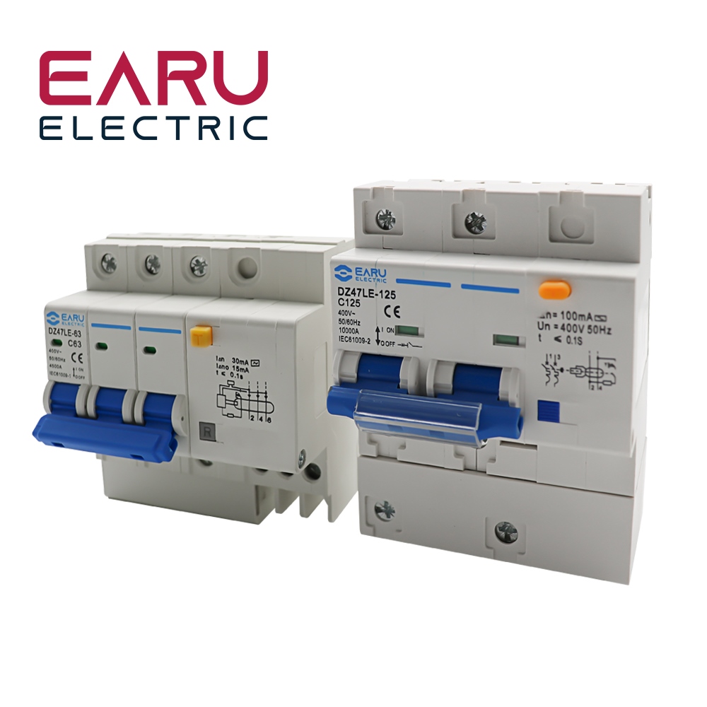 DZ47LE 63/125 Husehold Air Switch RCBO Leakage Protector 1P N 2P 3P N 4P AC400V Three Phase ...