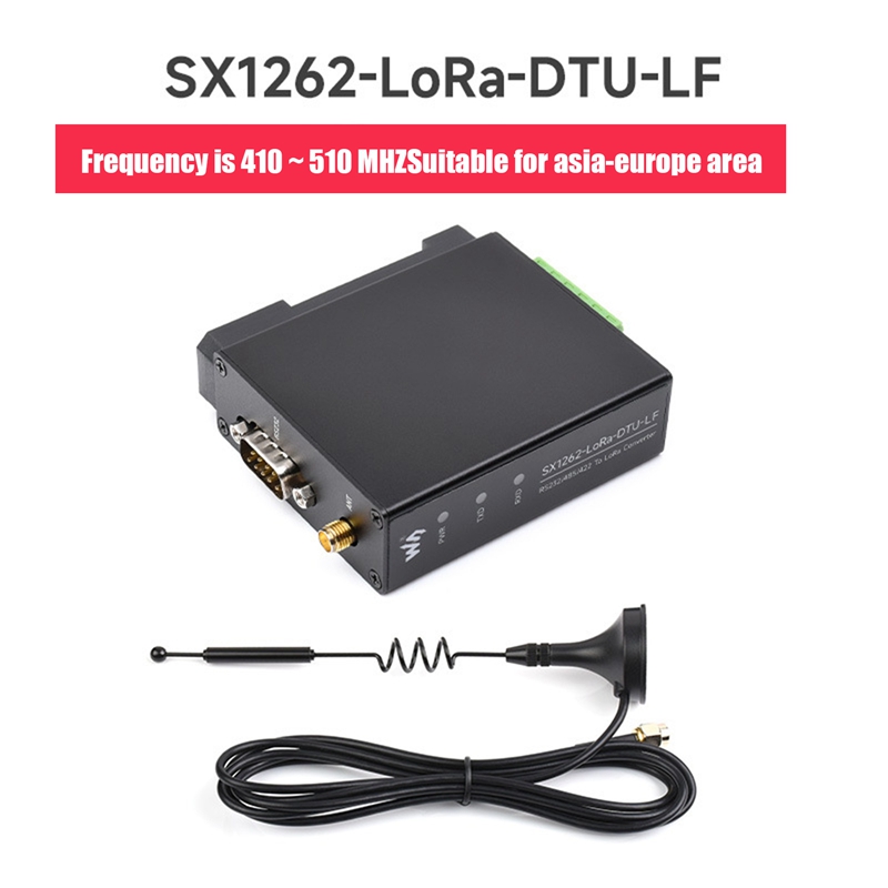 Waveshare SX1262 LoRa DTU LF Guide Rail LoRa Data Transmission Terminal DTU 410-510MHz RS232 ...