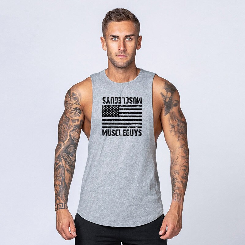 Fitness vest men's muscle Hooded Vest sports gym Tank top ...