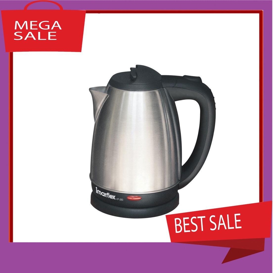 กาต้มน้ำไฟฟ้า IMARFLEX ขนาด 2 ลิตร เดือดเร็วทันใจ มีระบบตัดไฟอัตโนมัติ ...
