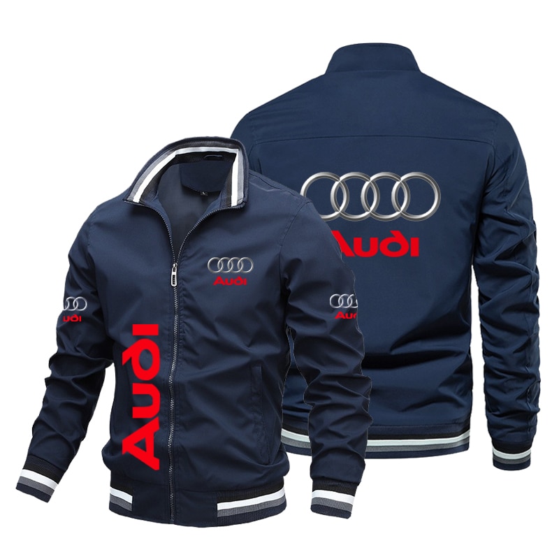ขาตั้งมอเตอร์ไซค์Print Men's Audi Windbreaker Casual Car Sports Jacket ...