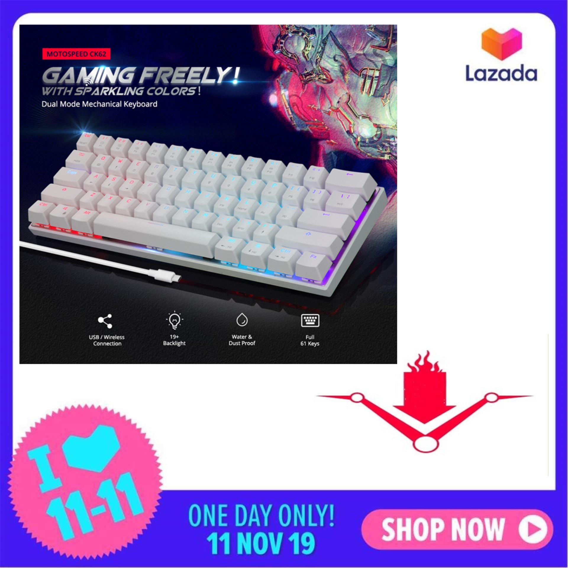 (White/Black) (blue/red switch) MOTOSPEED CK62 Wired Bluetooth Dual ...