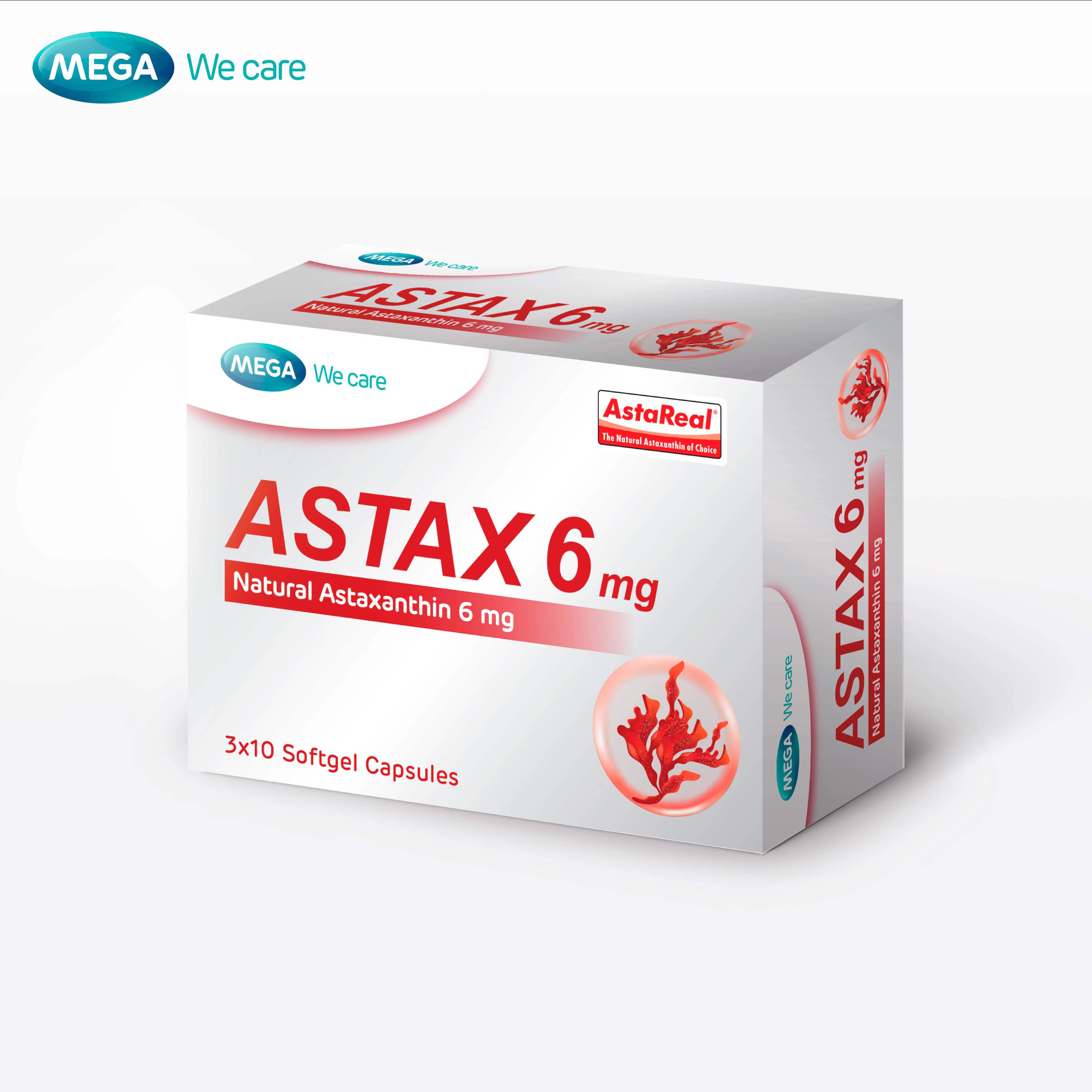 MEGA We care เมก้าวีแคร์ ASTAX 6 mg (3x10 softgel Capsules) แอสแทกซ์ ...