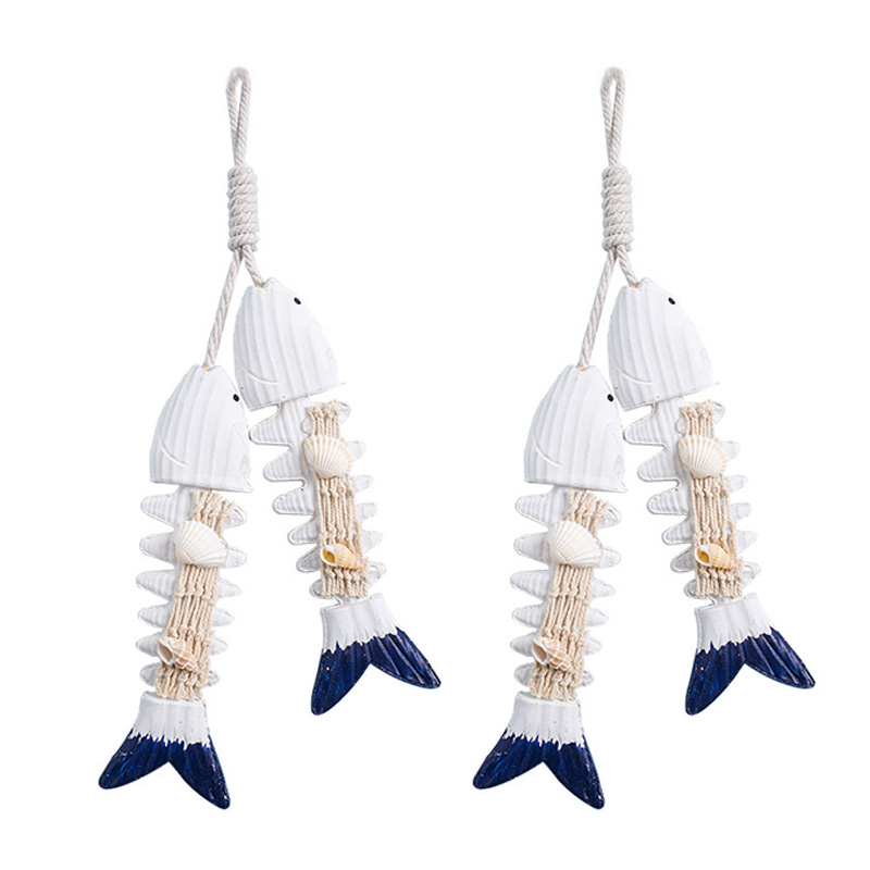 2Pcs Nautical Wall Hanging Ornament Mediterranean Style Wall Art Wood ...