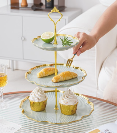 จานเซรามิค ชั้นวางขนม ผลไม้ 2 ชั้น / 3 ชั้น (MH_122)ตกแต่งวางขนม ผลไม้ ...