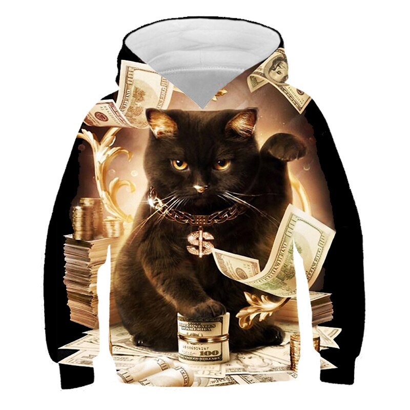 Kids Hoodie Cute Cat Animal Sweatshirt for Boys Girls 3D Printed Tops ...