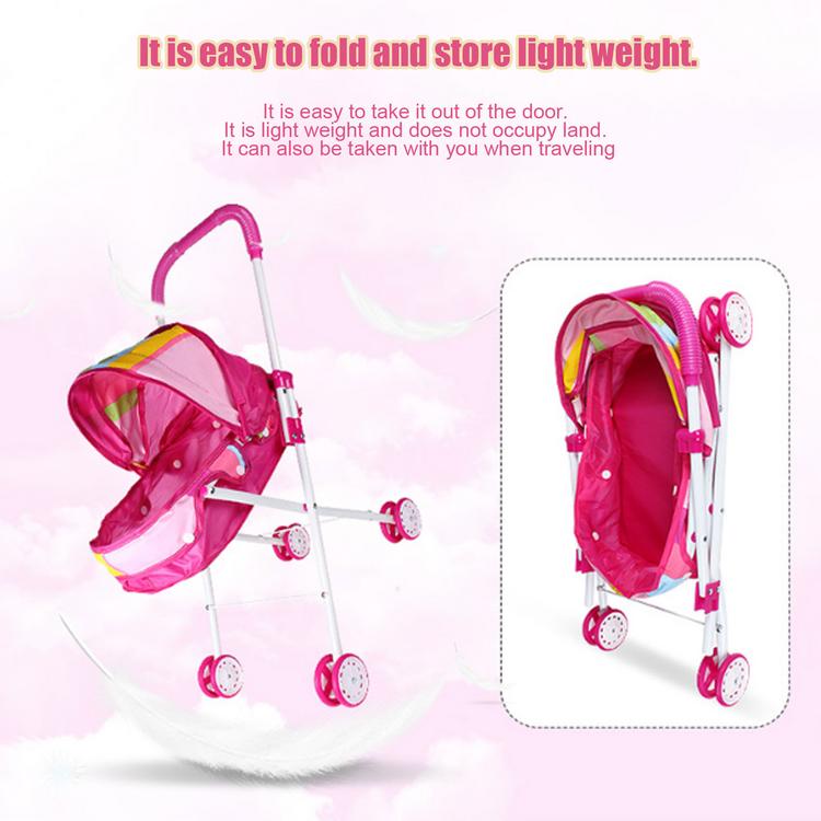 Stroller Toys for Toddlers Foldable Doll Pram with Dual Wheels Kids ...