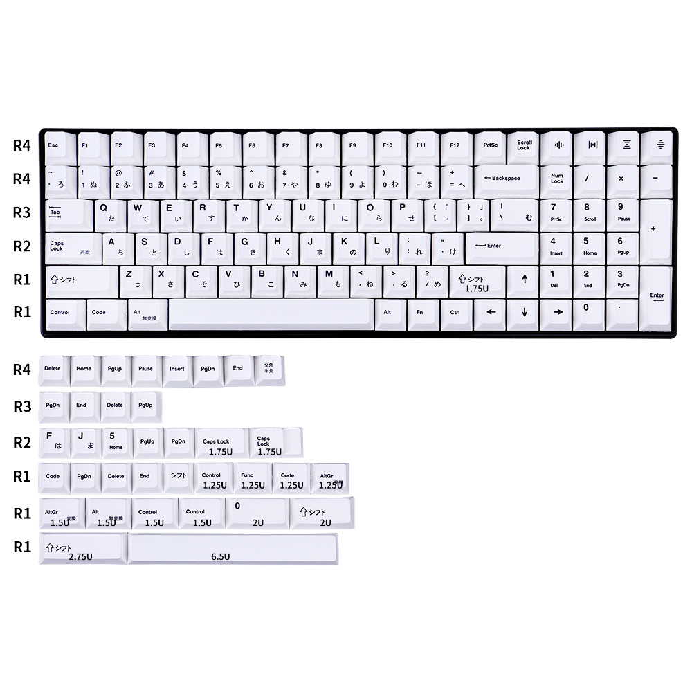 PBT Keycap 139 Key Cherry Profile DYE-SUB Sushi Tai Chi Black White ...