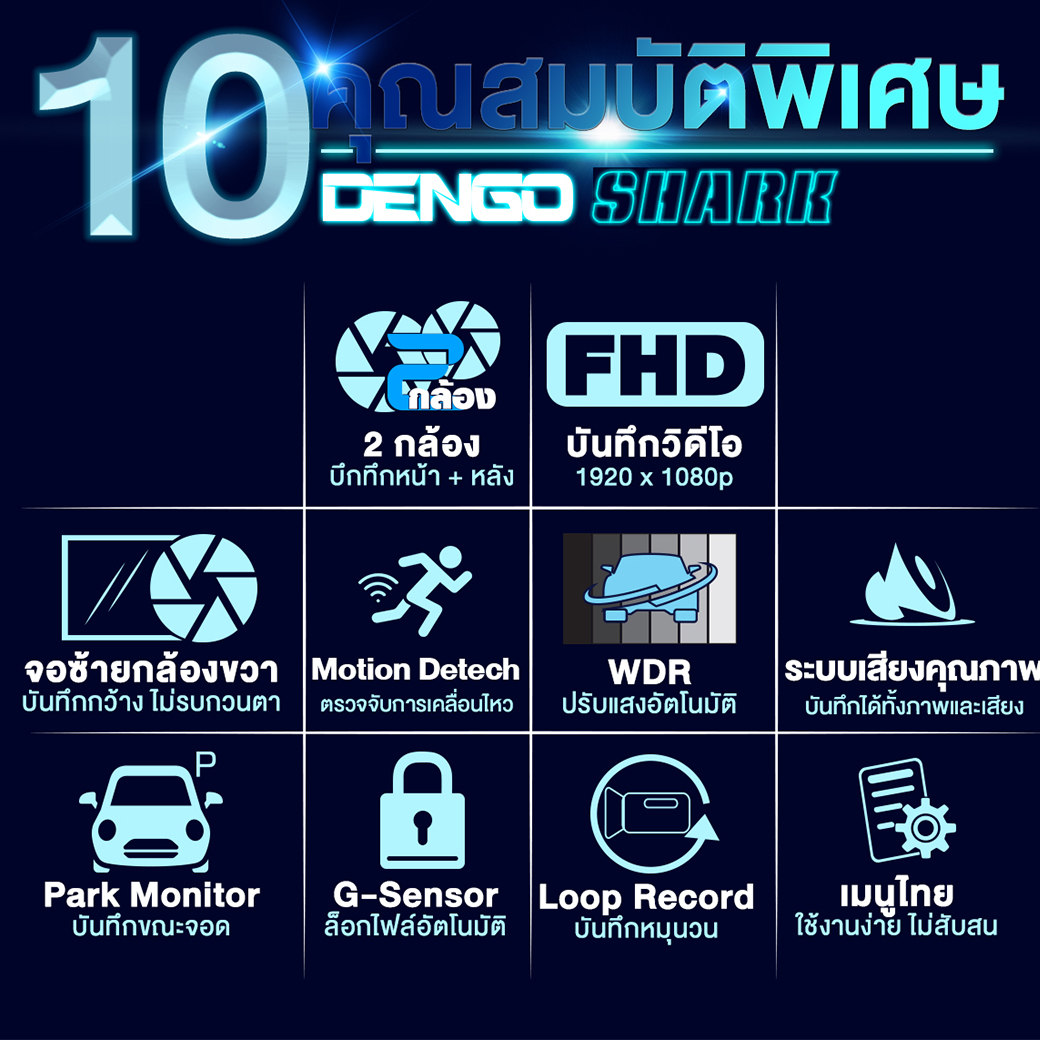 [ฟรี! เมมฯ 32 GB!!] Dengo Shark ใหม่ล่าสุดกล้องติดรถยนต์ คุ้มที่สุด จอ ...