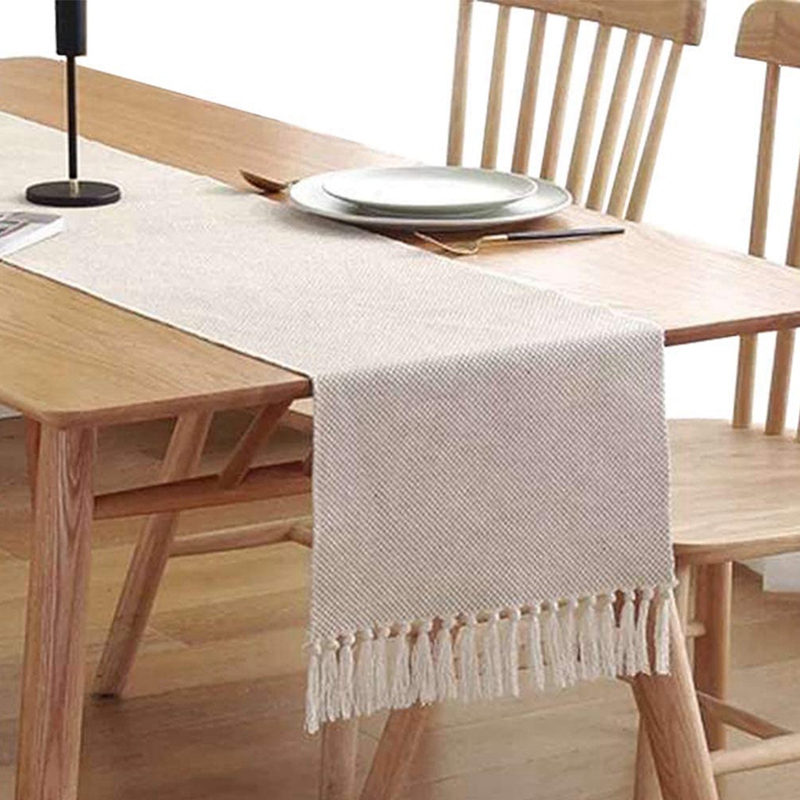 Cotton Linen Fringe Table Runner,Woven Decorative Table Runners ...