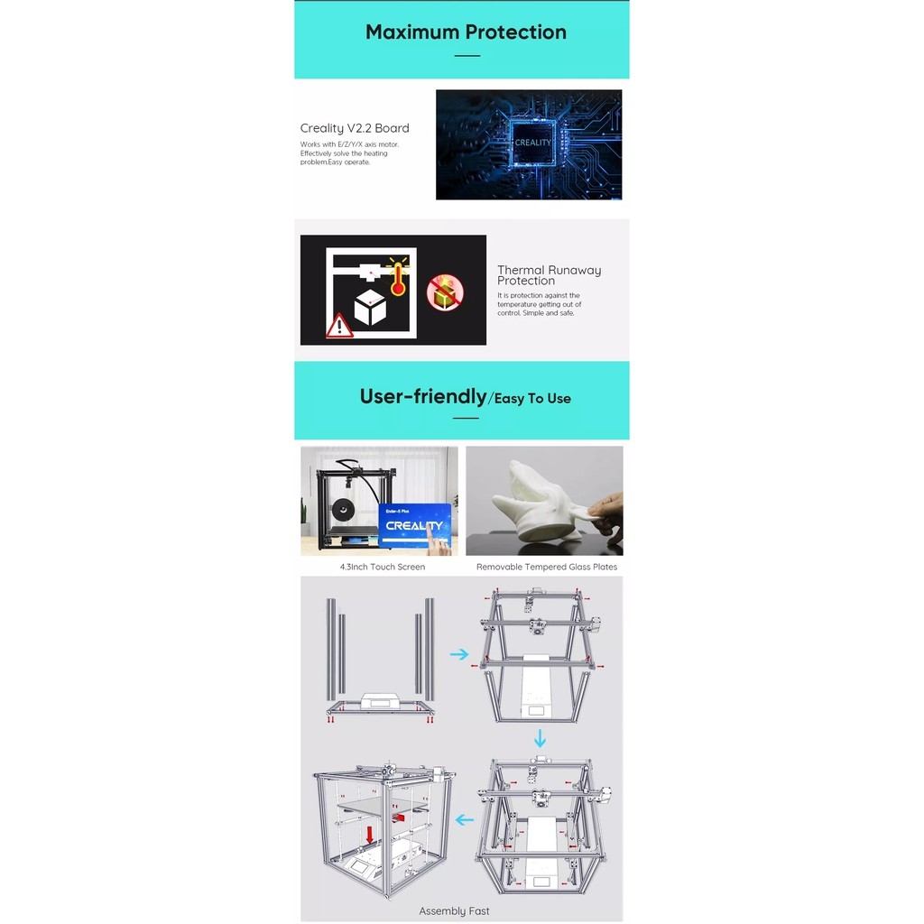 3D Printer Creality Ender-5 PLUS Cube Frame Build Size 350*350*400 mm ...
