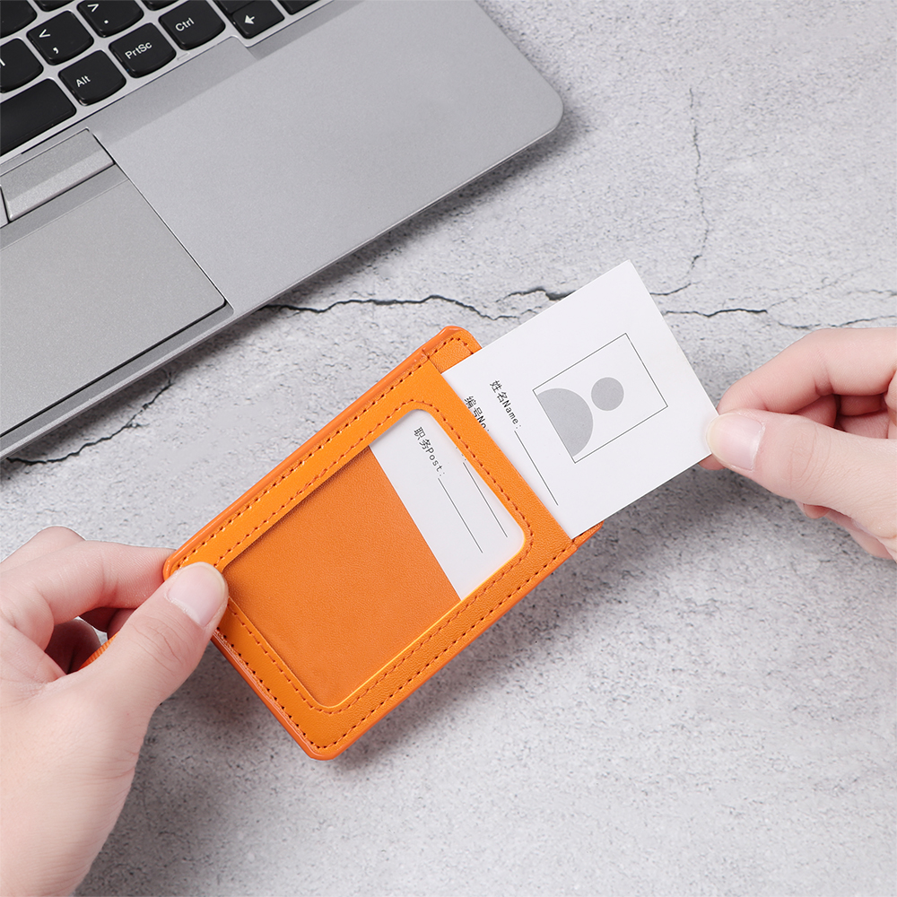 PU Leather Card Holder With Rope Lanyard Work Cards Sleeve ID Badge ...