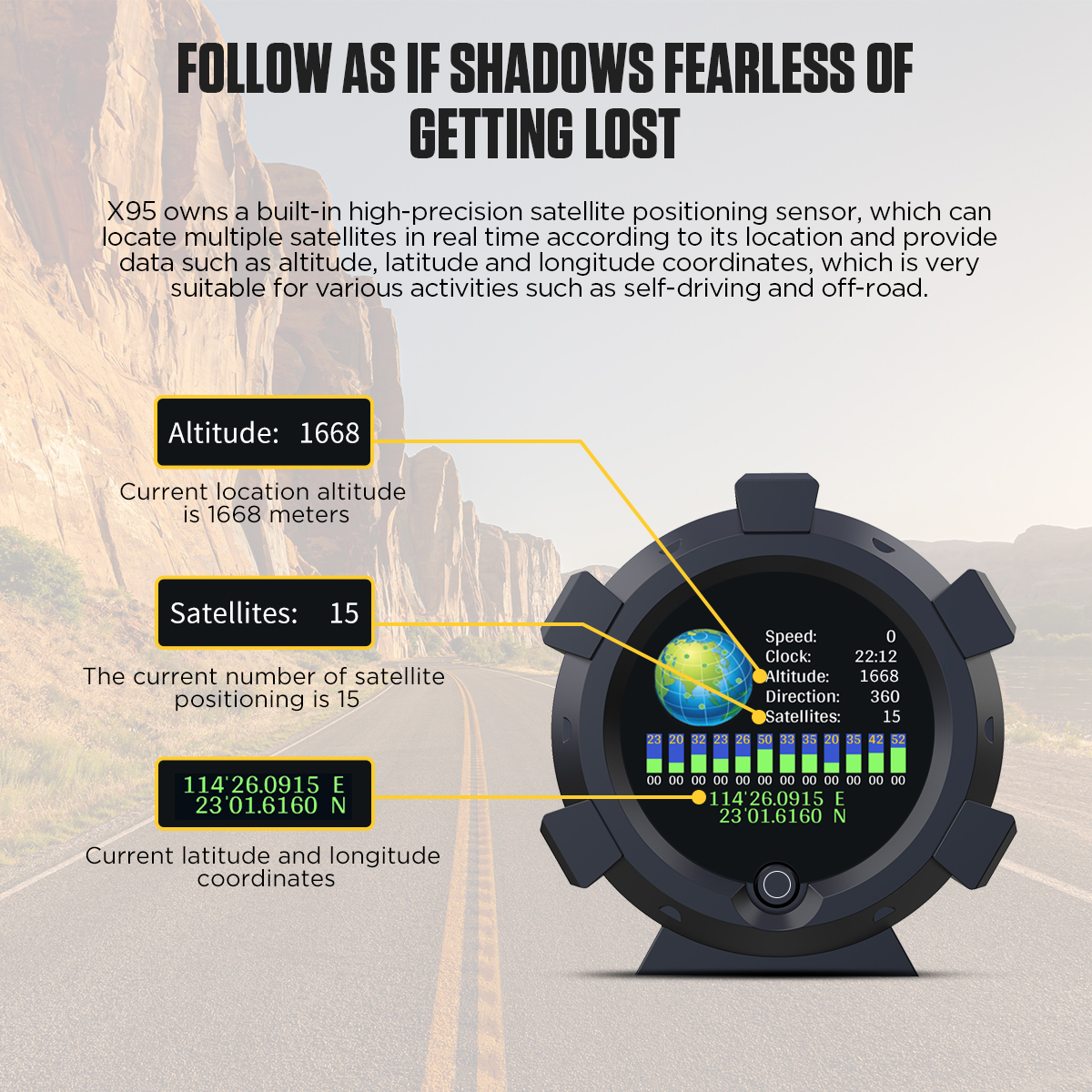 AUTOOL X95 GPS เครื่องวัดความเอียงรถยนต์อัจฉริยะ HUD (head-up diaplay ...
