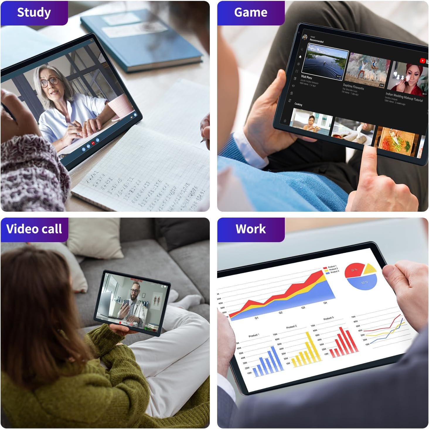 Android 13 แท็บเล็ต 10 นิ้ว 2K 5G wifi 12GB RAM 512ROM Snapdragon 870 ...