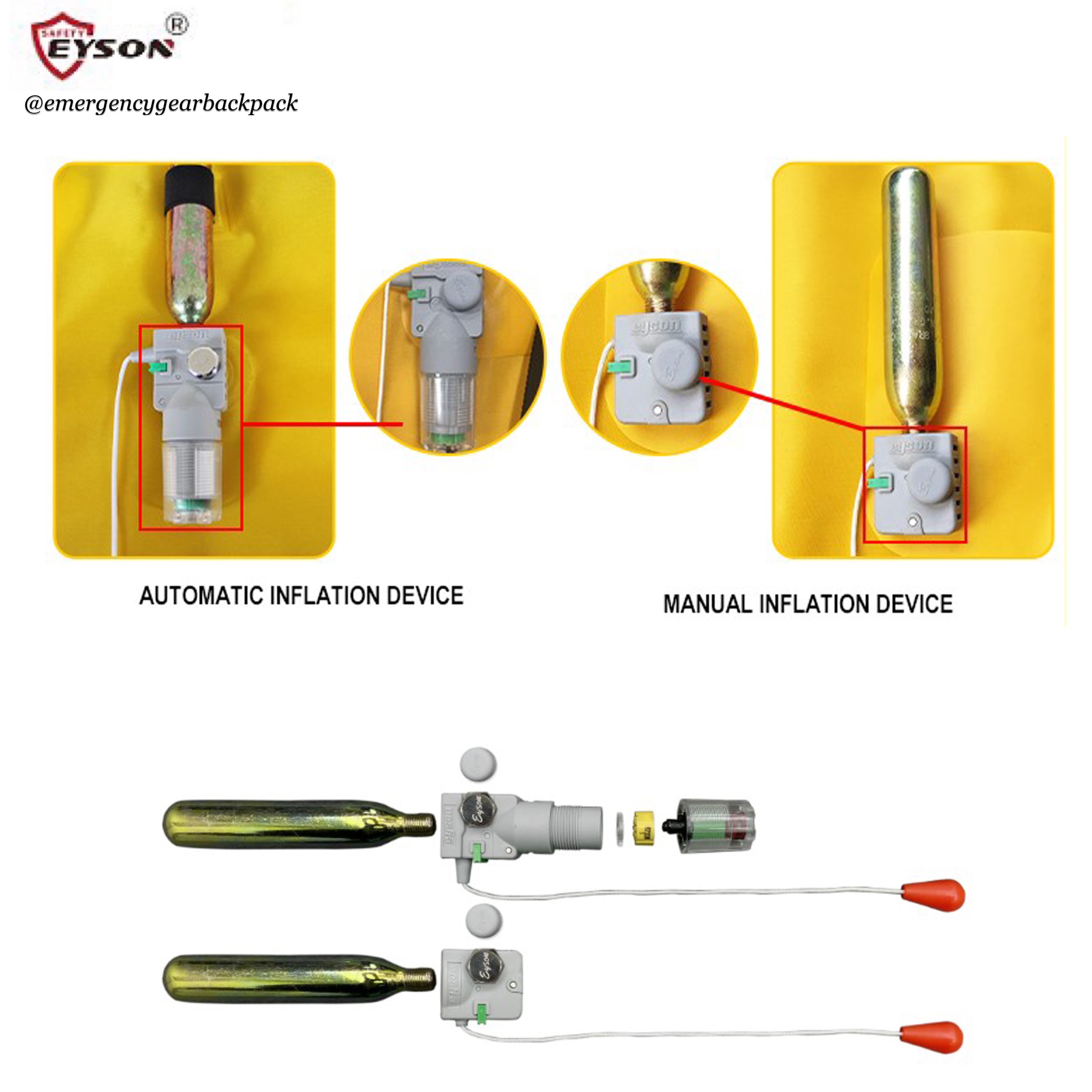 EYSON Co2 Cylinder 33g Life Jacket Re-arming Kit CE Certified ...