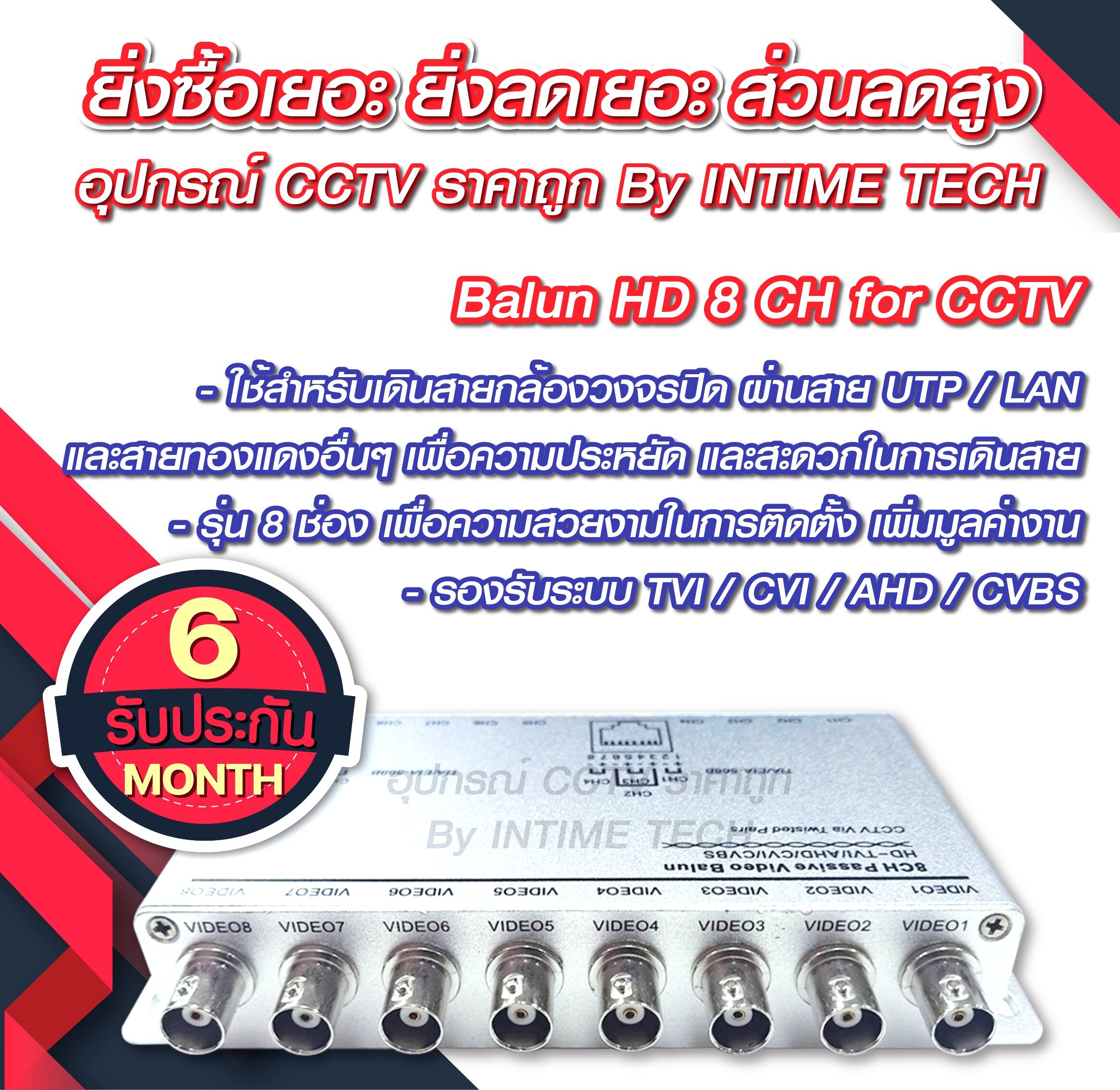 balun box 8 channel 2MP for CCTV บาลัน ชนิดกล่อง 8 ช่อง 2MP สำหรับกล้อง ...
