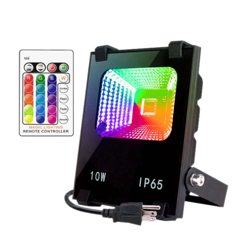 10W LED Flood Lights RGB Colorful Remote Control Spotlights IP66 ...