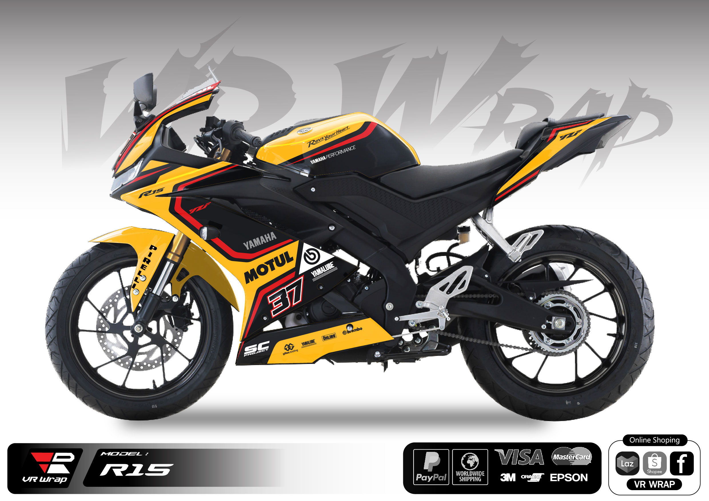 (VR wrap) สติ๊กเกอร์ kit / Yamaha R15 ลาย Racing | Lazada.co.th