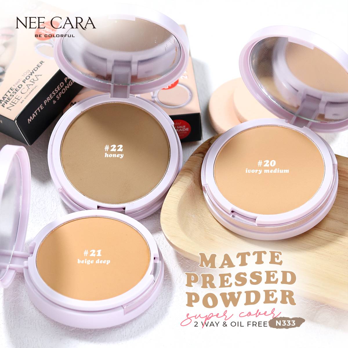 N333 NEE CARA MATTE PRESS POWDER SUPER COVER 2 WAY OIL FREE นีคาร่า ...
