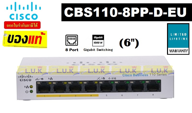 SWITCH HUB (สวิตซ์ฮับ) CISCO 8 PORTS (CBS110-8PP-D-EU) CBS110 Unmanaged ...