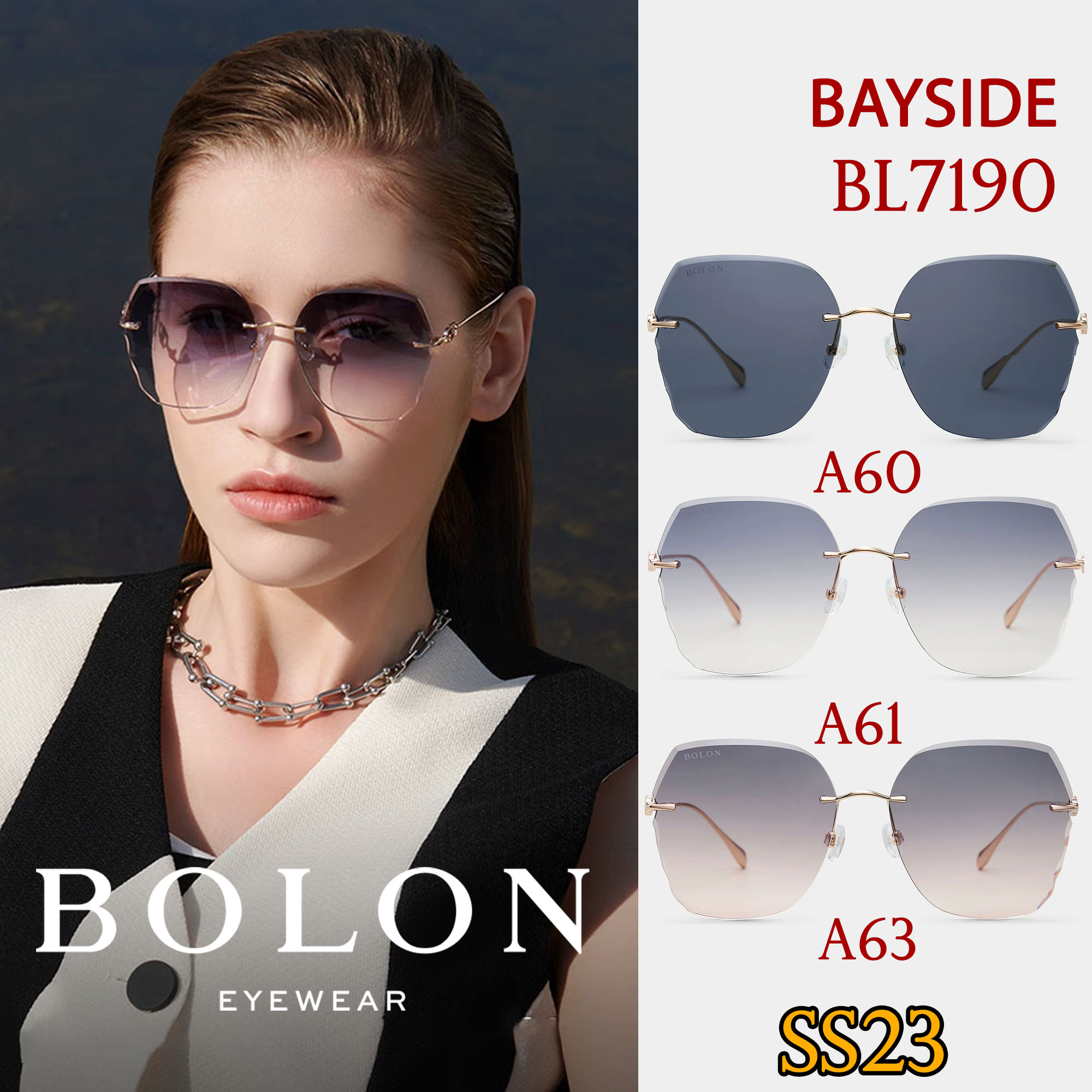 SS23 BOLON แว่นกันแดด รุ่น Bayside BL7190 A60 A61 A63 เลนส์ Nylon แว่น ...