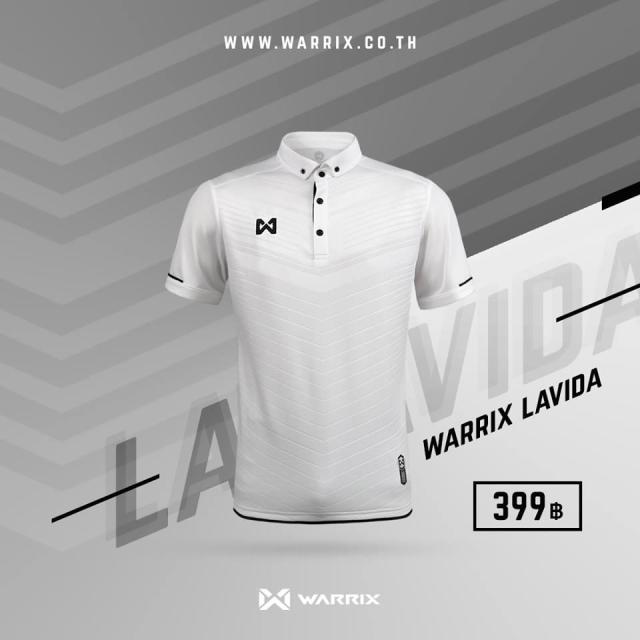 WARRIX เสื้อโปโล WA-3318-WA (สีขาว-ดำ) หาส่วนลด