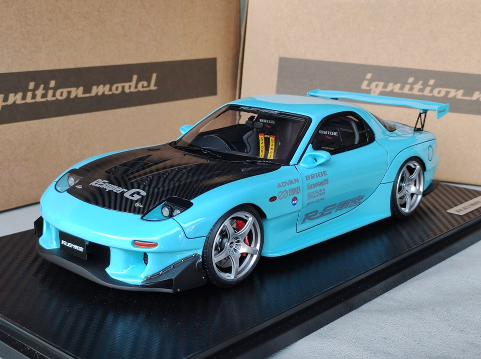 280366โมเดลรถRX7 1/18 โมเดลรถ ignition model RX7 RE Amemiya Light Blue 1:18 ignition model ...