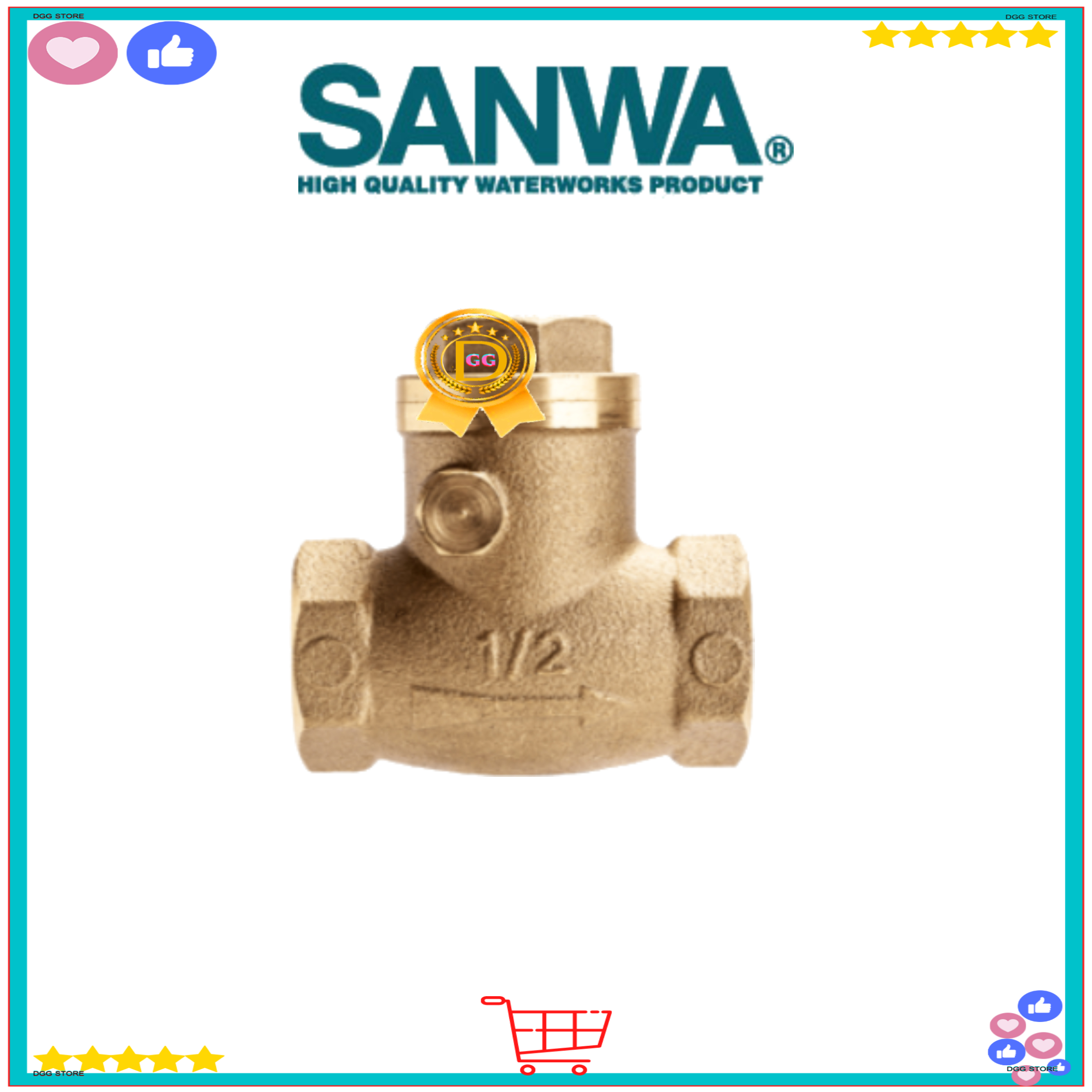 SANWA SWING CHECK VALVE BRASS 12 F.F. ซันวา เช็ควาล์ว 4หุน ไม่มีสปริง ...