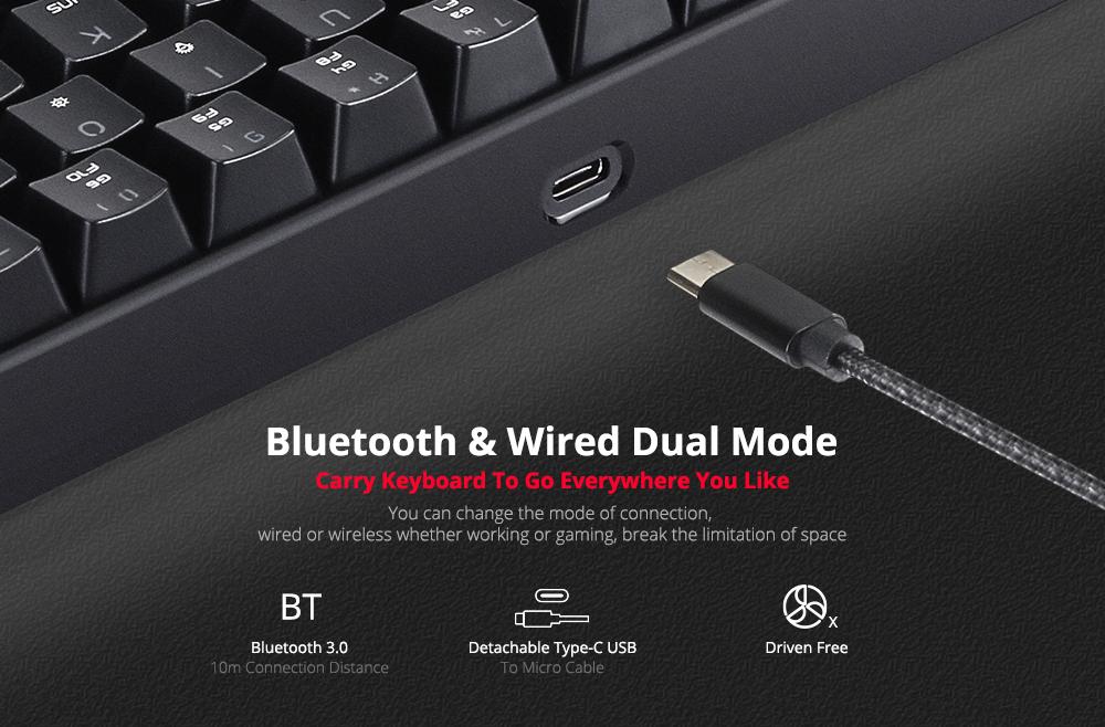 (White/Black) (blue/red switch) MOTOSPEED CK62 Wired Bluetooth Dual ...