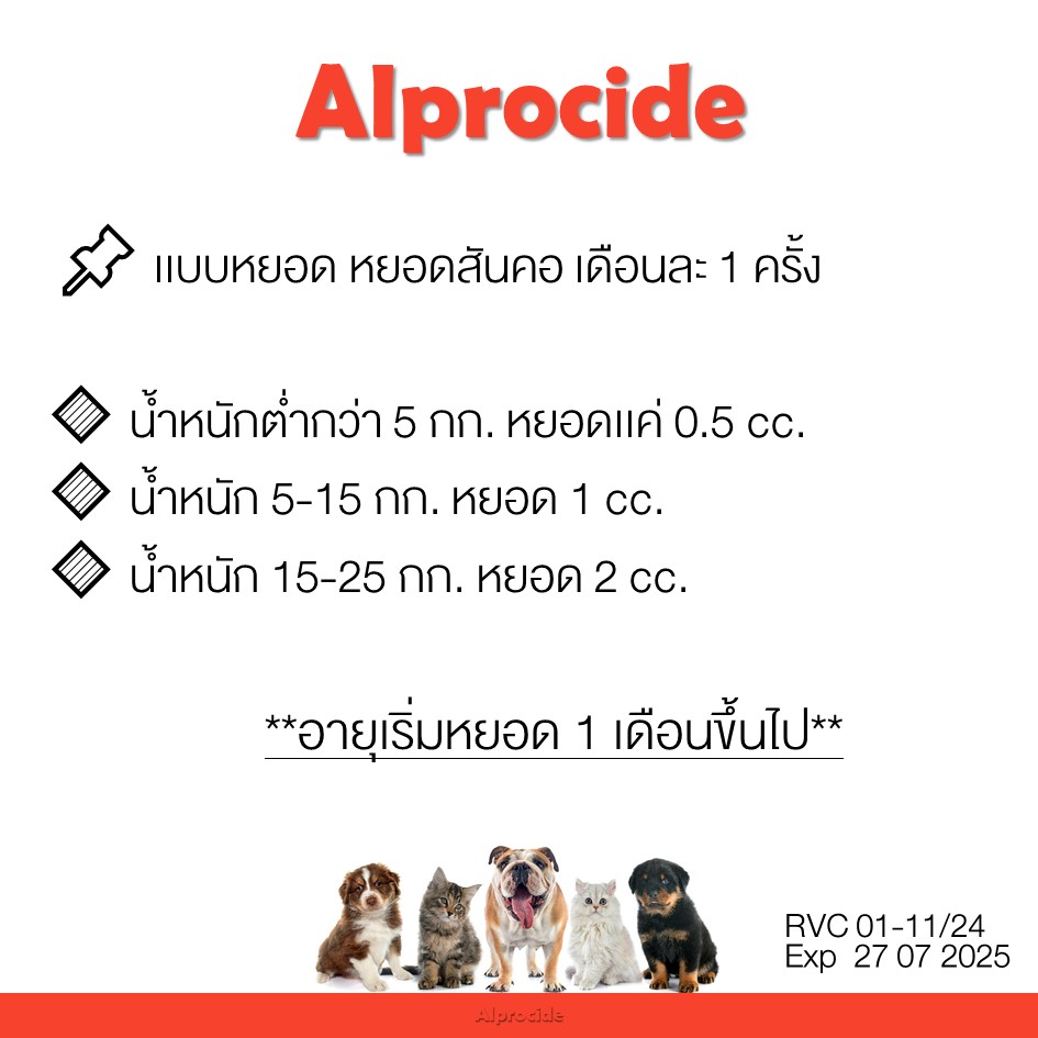 Alprocide ยาหยอดเห็บหมัดสุนัข แมว 2 ซีซี (บรรจุ 4 ขวด) - APC PETs ...