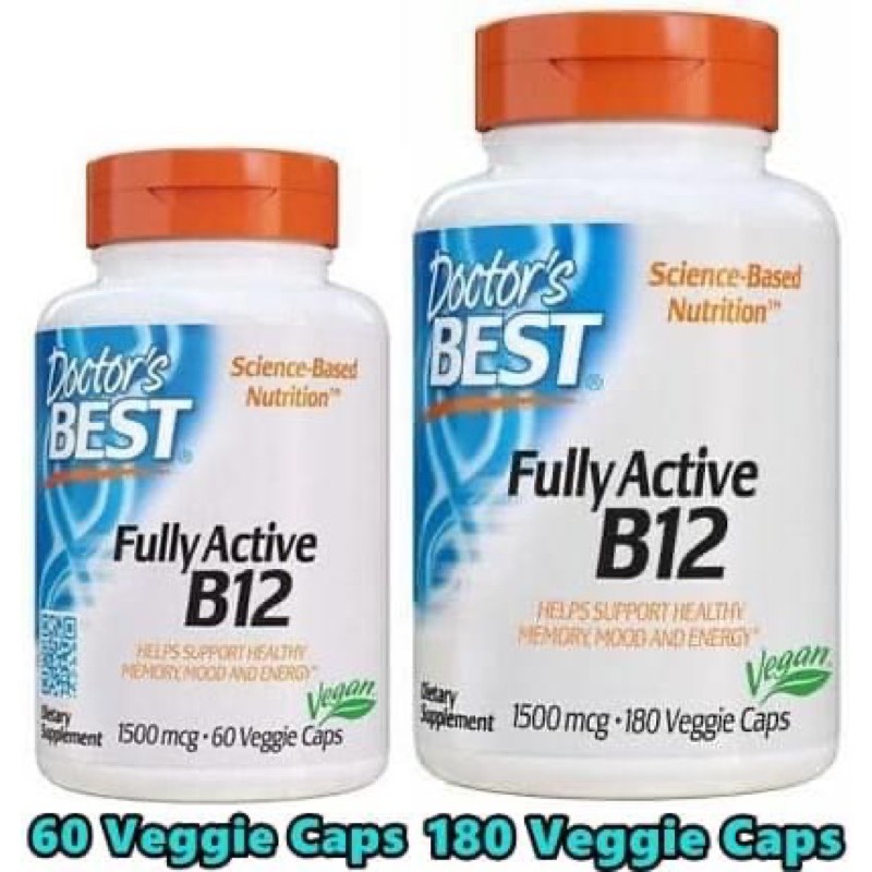 ส่งฟรี [60 veggie caps] Doctor's Best Fully Active B12 - 1500 mcg - 60 ...
