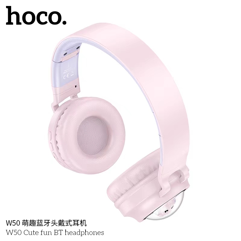 ใหม่!! HOCO W50 หูฟังบลูทูธ หูฟังครอบหูแบบไร้สาย Cute fun BT headphones พับเก็บได้ เบสแน่น ของ ...