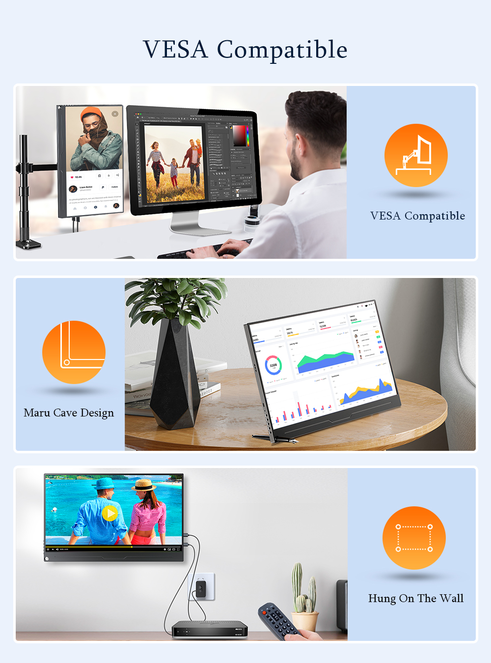 UPERFECTส่งจากประเทศไทย Portable Monitor 15.6 Inch FHD dual IPS HDR ...