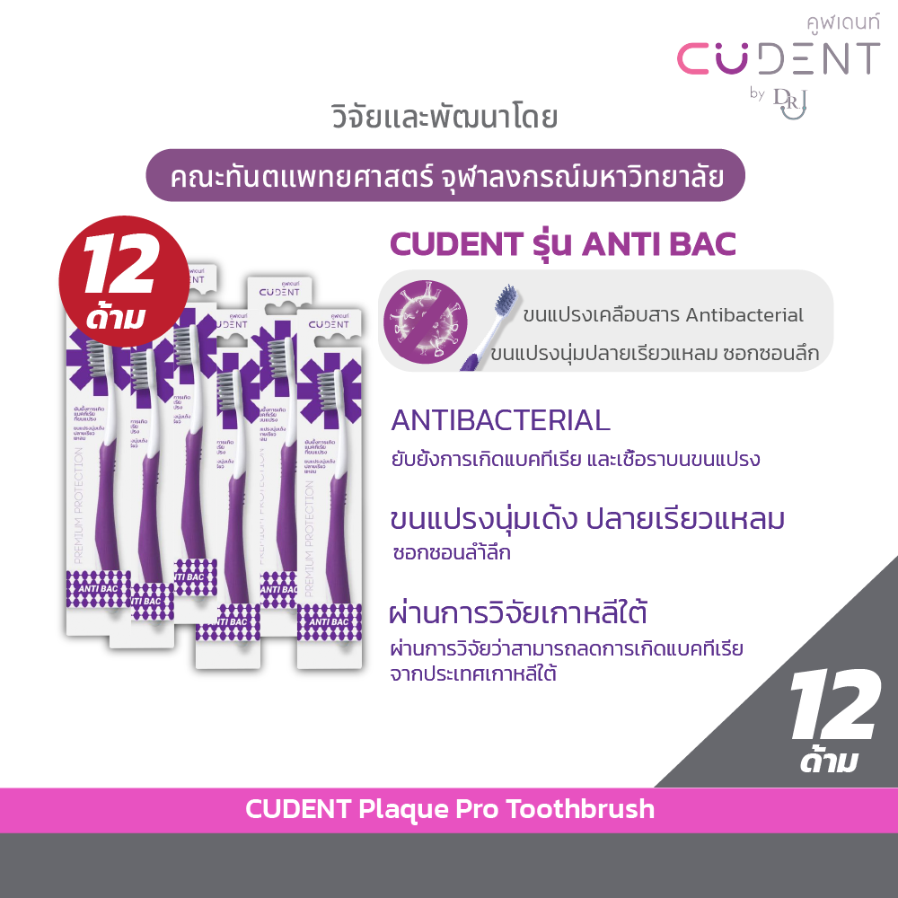[ 12หลอด ] แปรงสีฟัน CUDENT ANTI BAC Toothbrush คูฬเดนท์ | Lazada.co.th