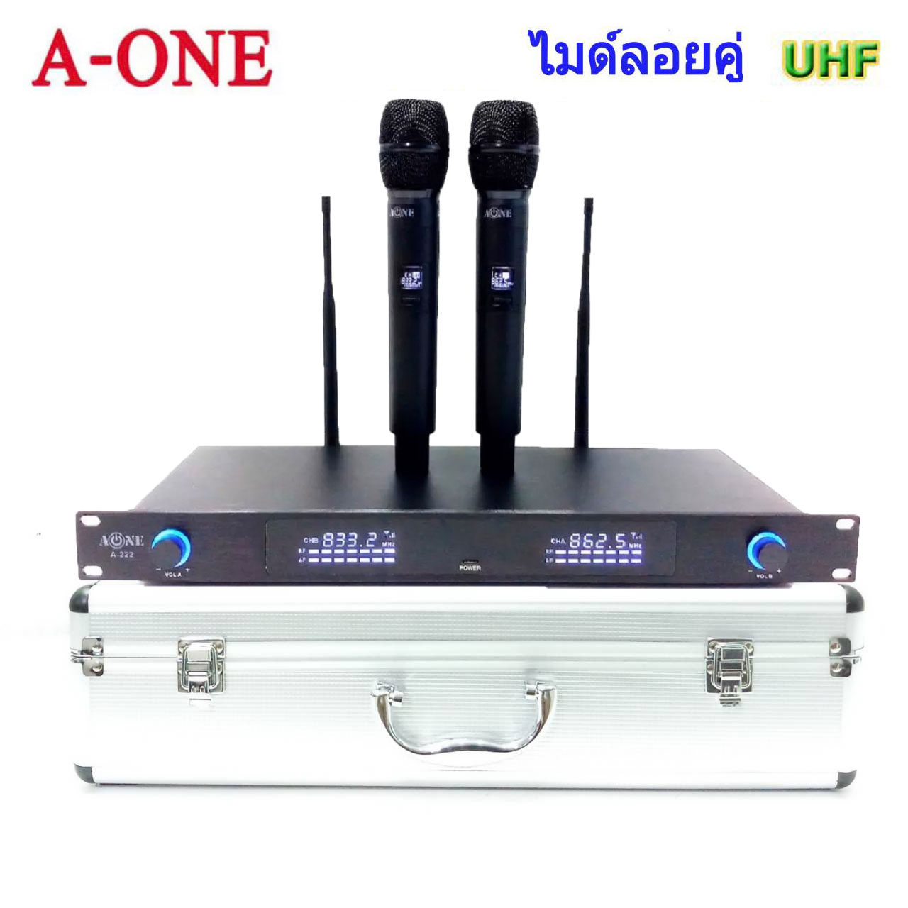A-ONE MUSIC Wireless Microphone ชุดไมค์ลอยคู่ A-222 DIGITAL WIRELESS ...