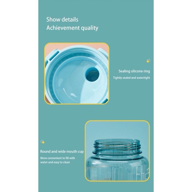 YB0669 ขวดน้ำ 2 ลิตร (2000ml) ขวดน้ำบอกเวลา ขวดน้ำขนาด 2 ลิตร ของแท้ พลาสติกหนามาก กระบอกน้ำ ...