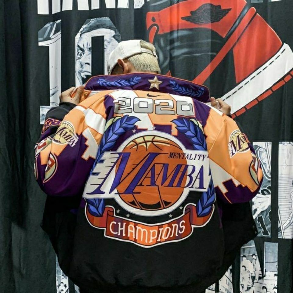 Basketball Jacket Oversized Loose HIPHOP NBA Lakers Mamba Mentality ...
