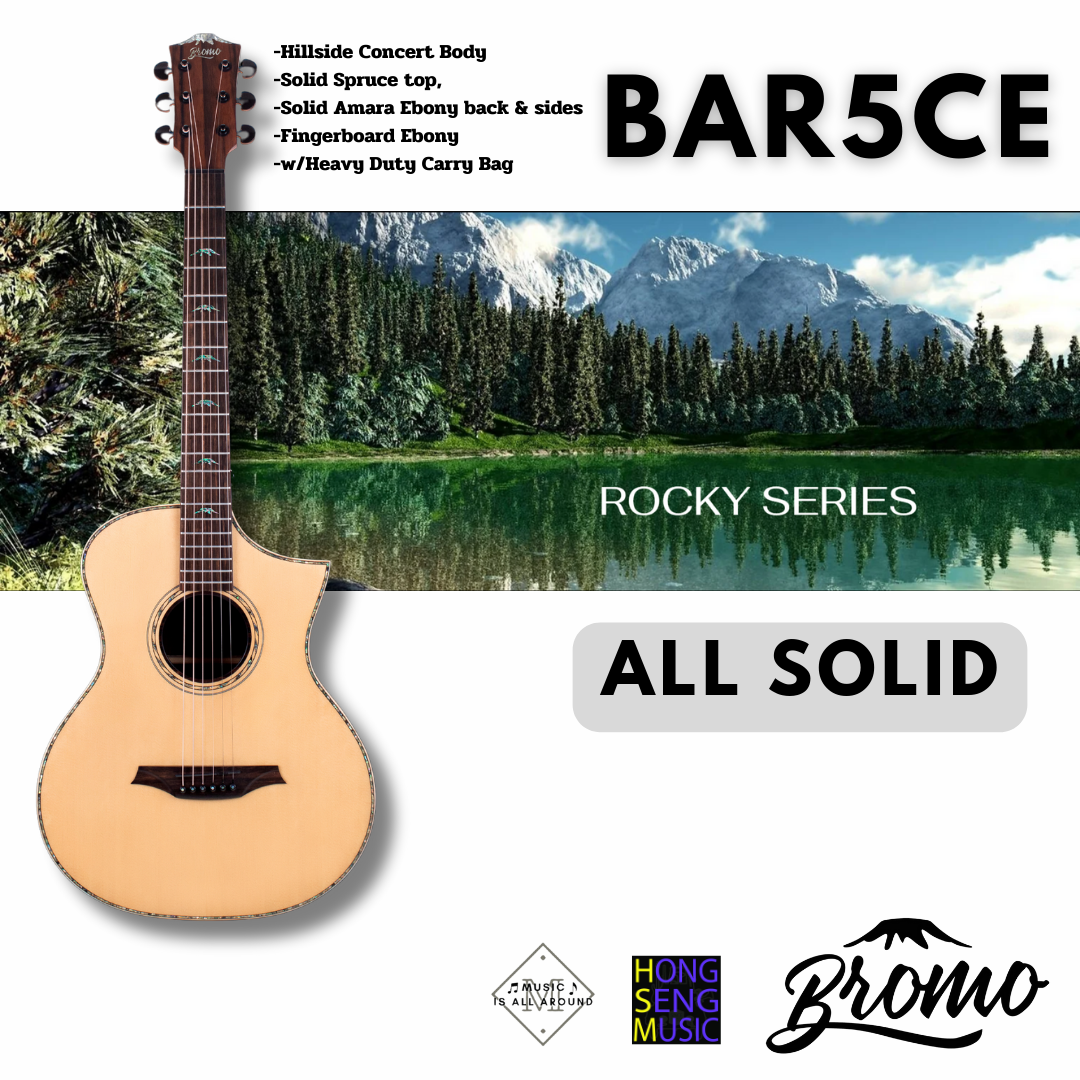 Acoustic Guitar BROMO - ROCKY SERIES (All Solid Guitars) Model # BAR5CE (w/Fishman Sonitone ...