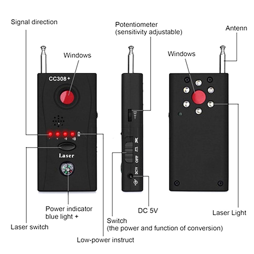 Multi-Function Wireless Camera Lens Signal Detector CC308+ Radio Wave ...