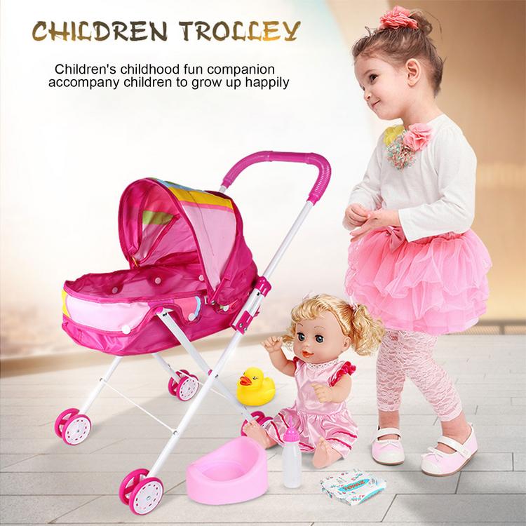 Stroller Toys for Toddlers Foldable Doll Pram with Dual Wheels Kids ...