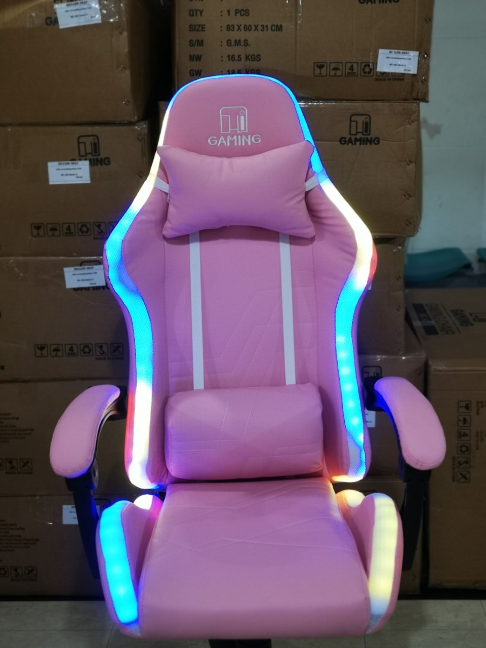 เก้าอี้เกมส์มิ่ง ไฟ RGB ยี่ห้อ M-Gaming รุ่น MC-101 Pink ปรับเอนได้ 130 ...