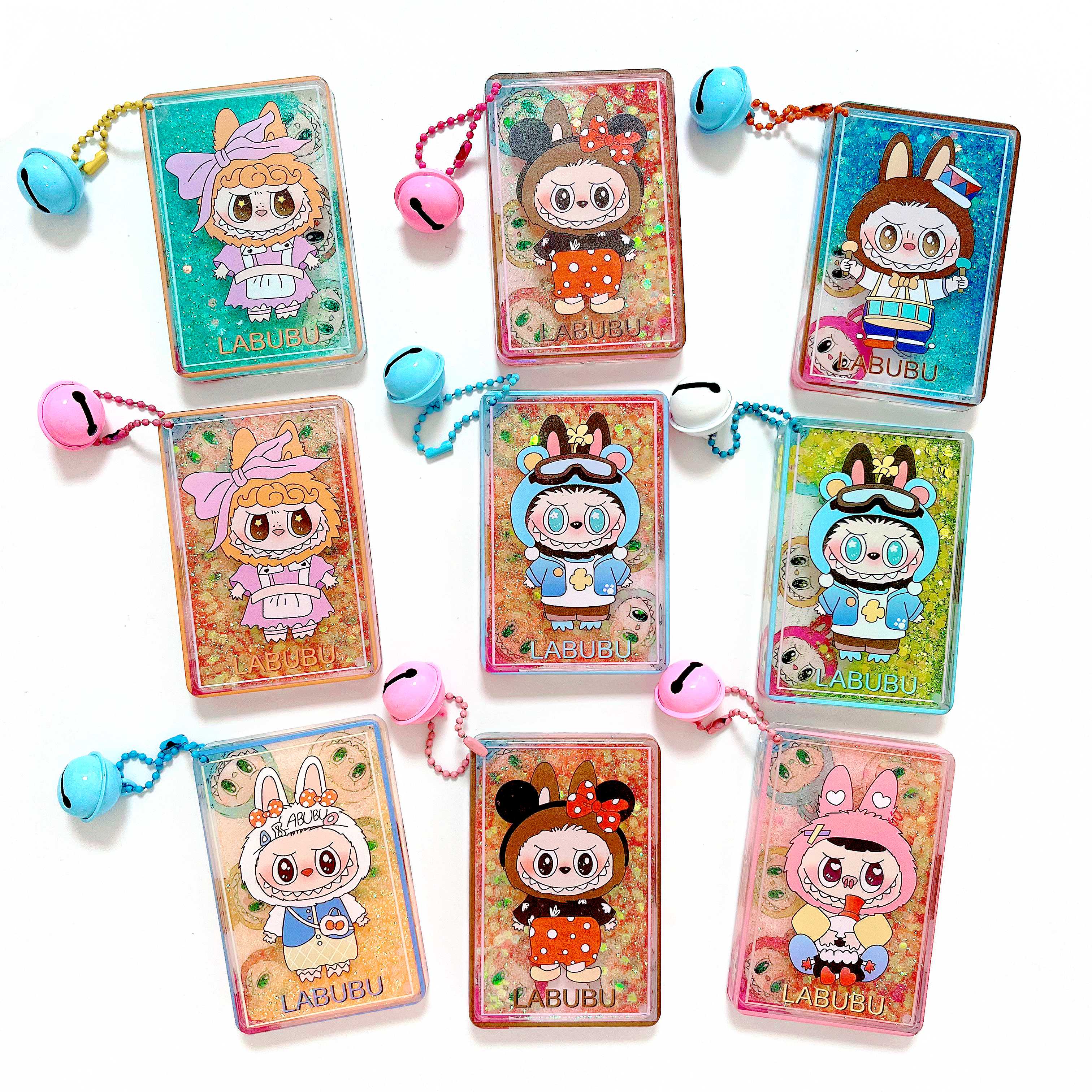 DIY POPMART LABUBU พวงกุญแจเรซิ่นกลิตเตอร์ อะคริลิคกรอบรูปทราย จี้ ...