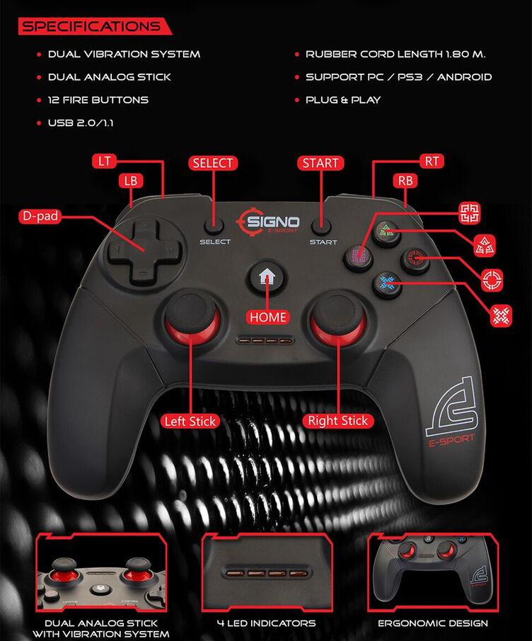 SIGNO E-Sport GP-680 MODULAR Gaming Controller - Touch Shop - ThaiPick