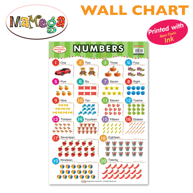 MAMEGA แผ่นเรียน 1-20 (Wall Chart-Numbers) | Lazada.co.th