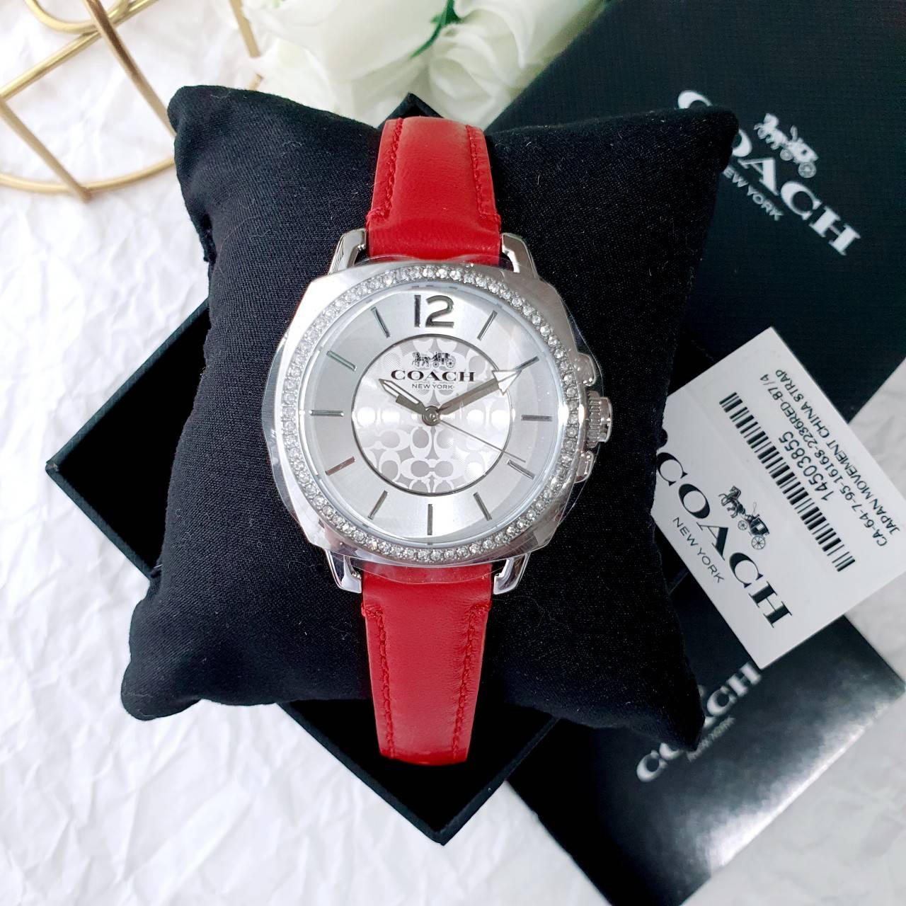 MeBrandOutlet #Coach Boyfriend Red Strab Silver Dial Crystal #14503855 ...