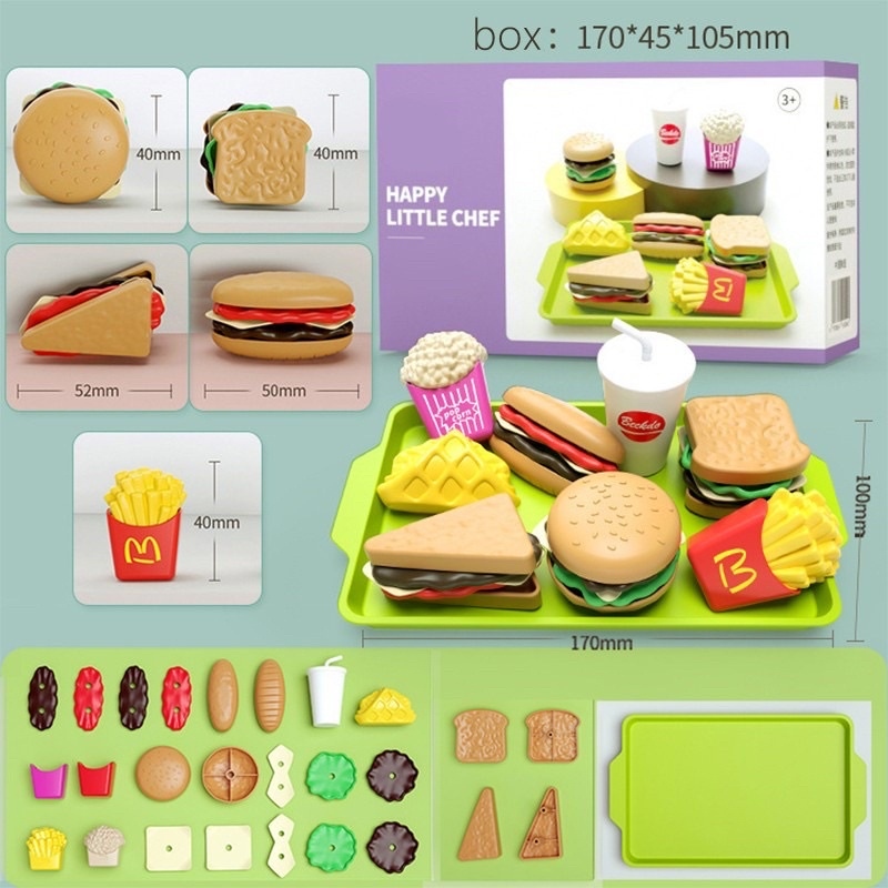 27 Pack Kids Burger Pretend Cooking Playset มินิครัวอาหารปลอมของเล่น ...